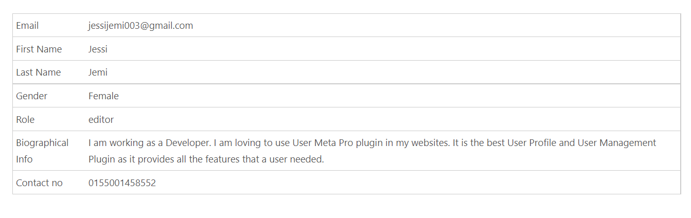 Public Profile Shortcode - User Meta Pro | User Management Plugin